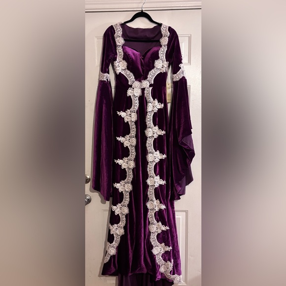 Dresses | Elegant Purple Lace Trim Gown | Poshmark